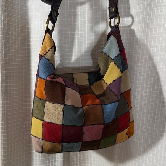 Lucky Brand | Bags | Lucky Brand Patchwork Colorful Leather Purse Hobo ...